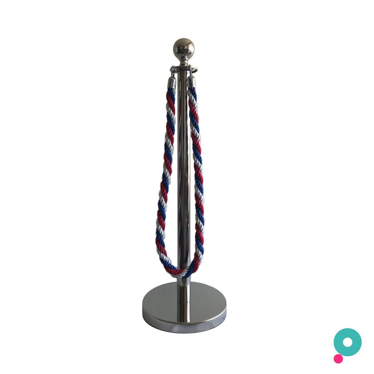 Separador de Filas Emperador Cromado con Cordón Rojo - Separa filas.cl