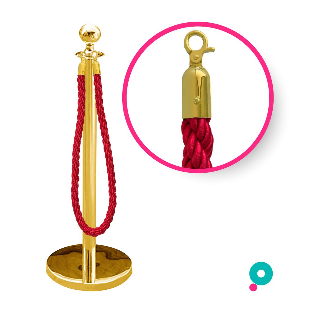 Separador de Filas Emperador Dorado con Cordón Rojo - Separa filas.cl