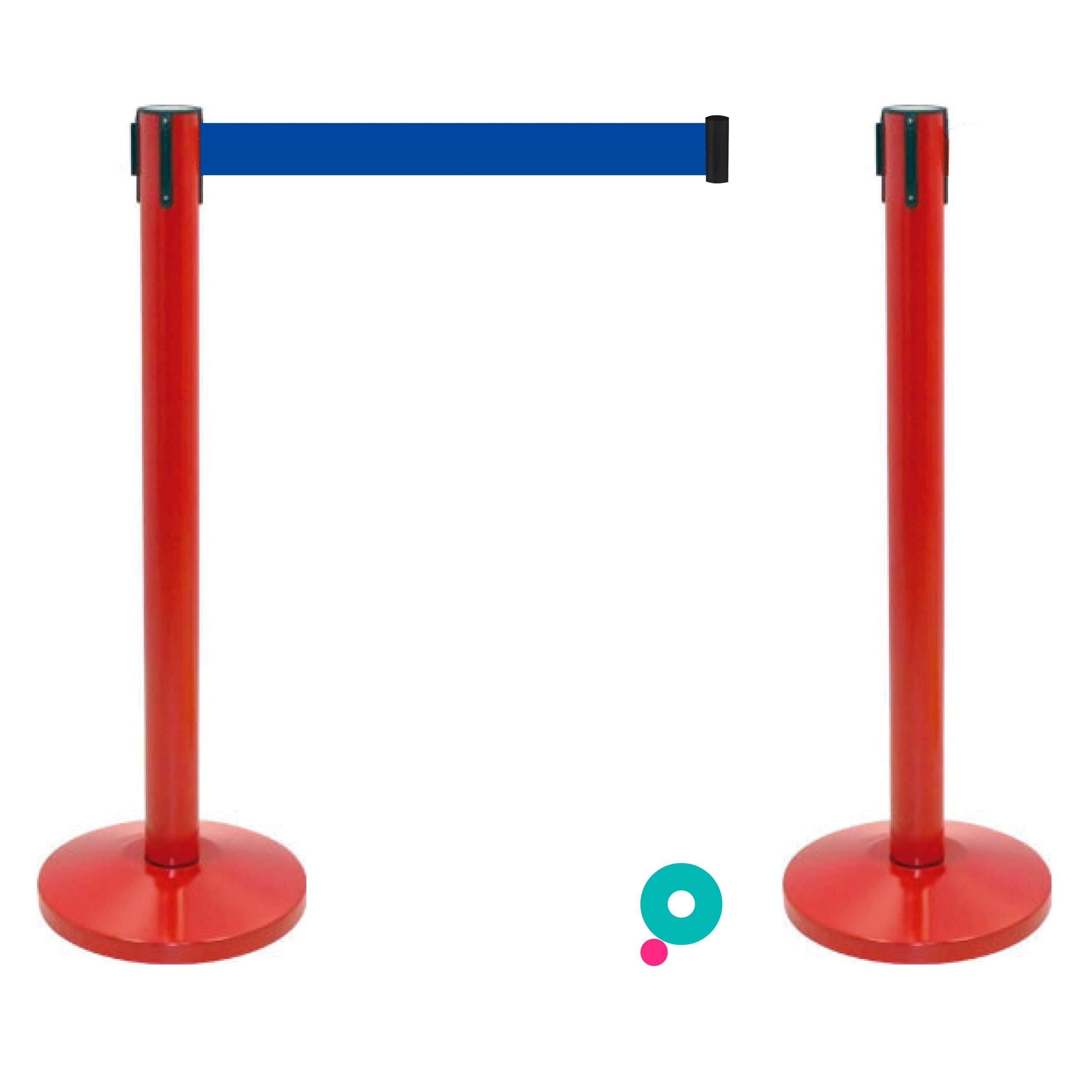 Separador de Filas Rojo con Cinta Azul - Separa filas.cl