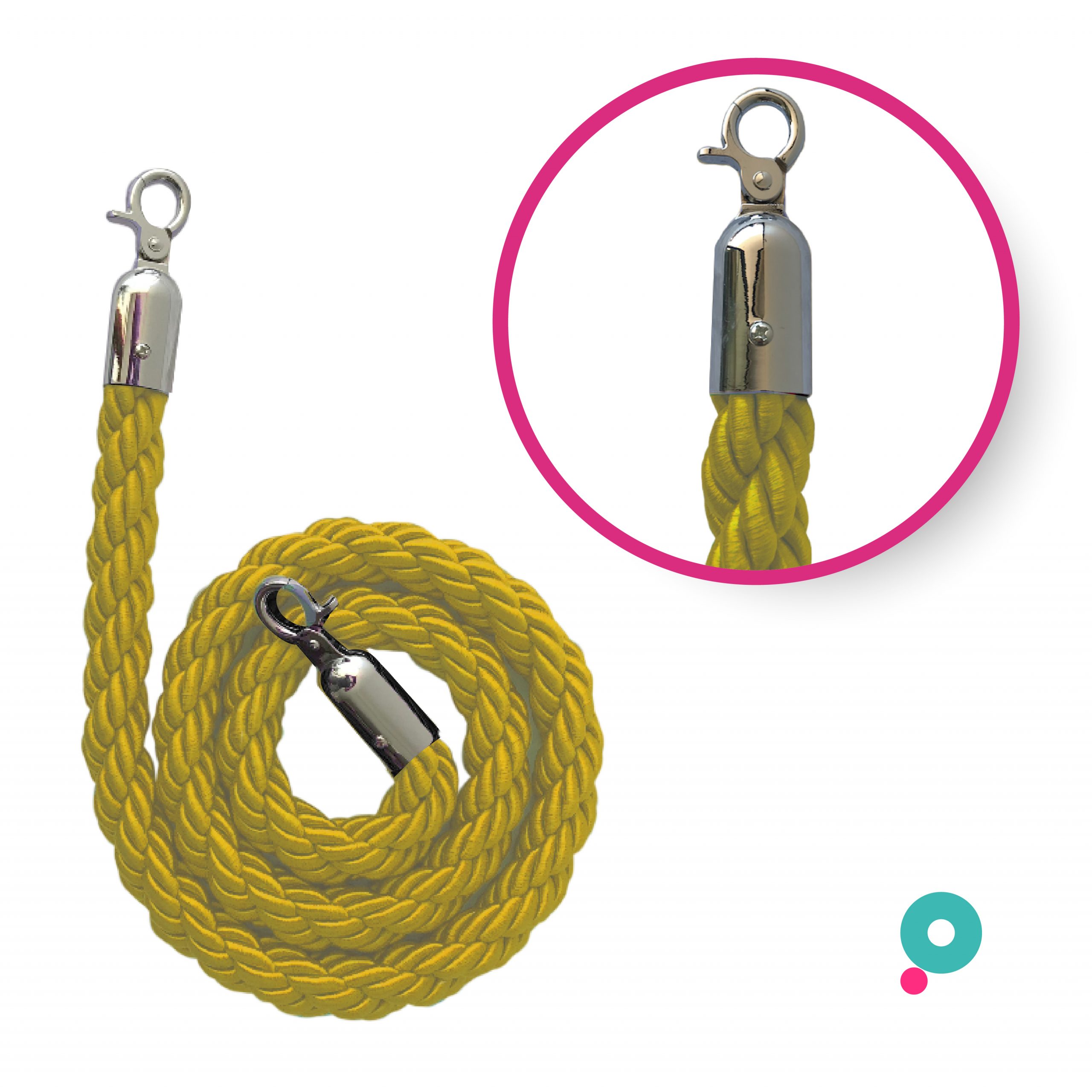 Cordón Trenzado Dorado con enganches Cromados - Separa filas.cl