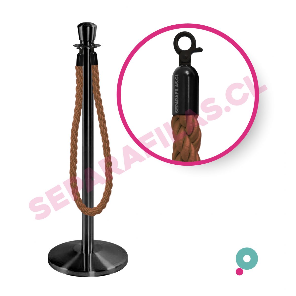 Separador de Filas Corona Negra con Cordón Naranjo - Separa filas.cl